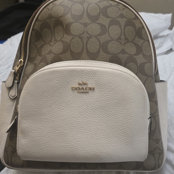 Coach | Bags | Coach Tan And Cream Signature Backpack | Poshmark
